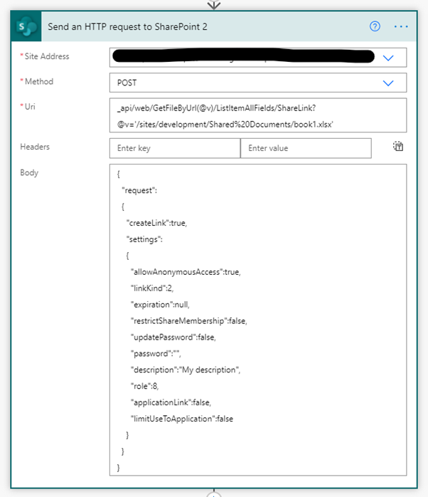 REST API to Share Link of Document from Power Automate